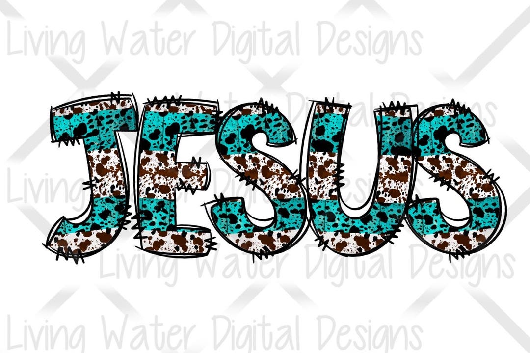 Jesus Western Print Digital Download | Turquoise Cow Print Christian ...