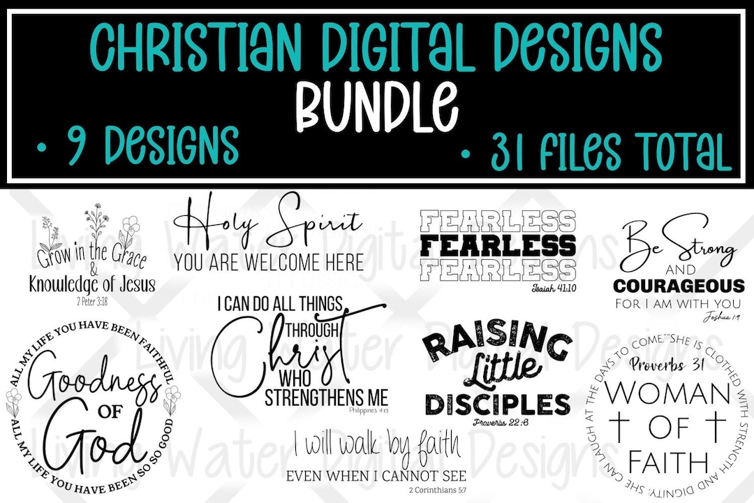 Christian Digital Designs Bundle | 9 Bible Verse Designs SVG | Faith ...