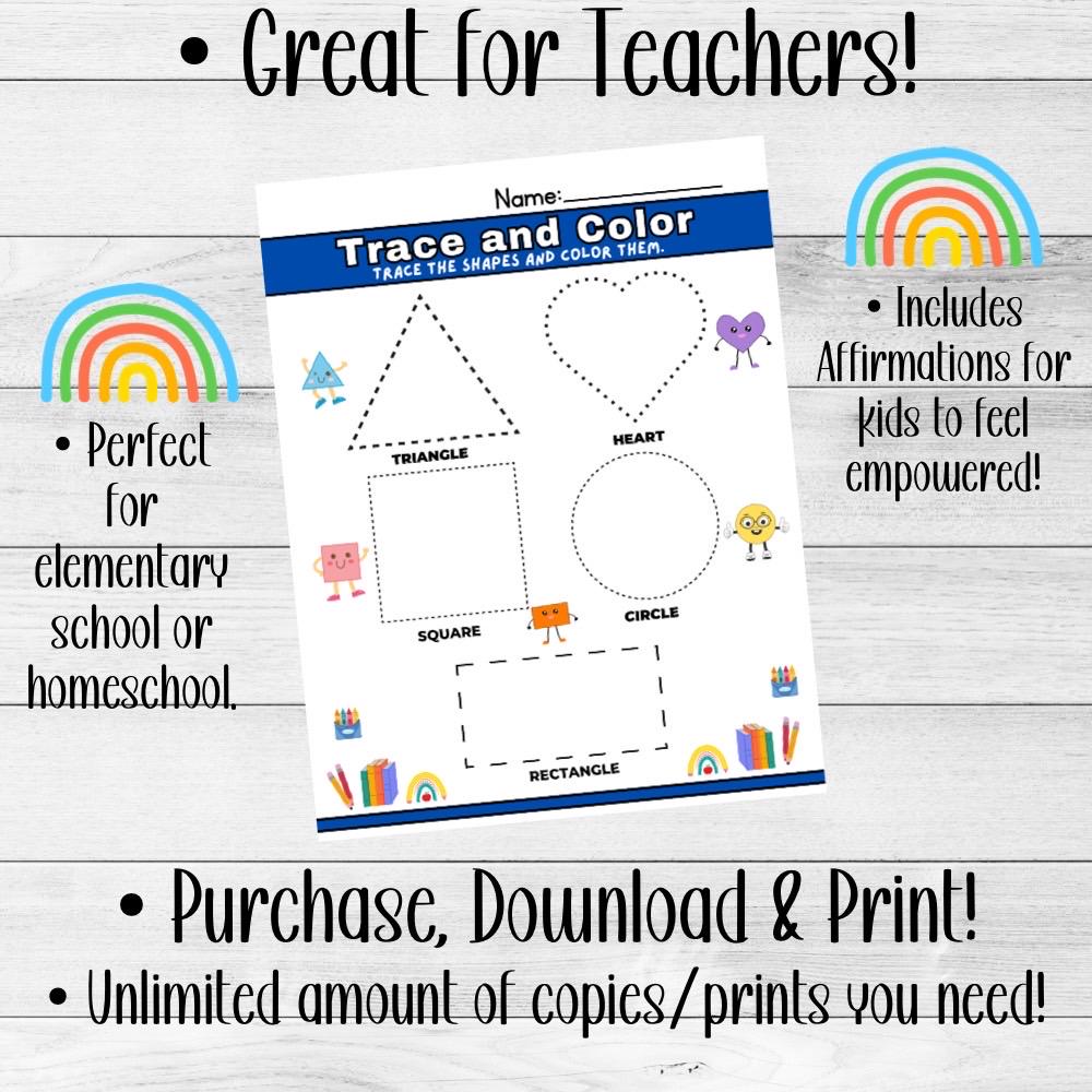 Shape Tracing Worksheet: Pre-k & Kindergarten Printable (PDF Download ...