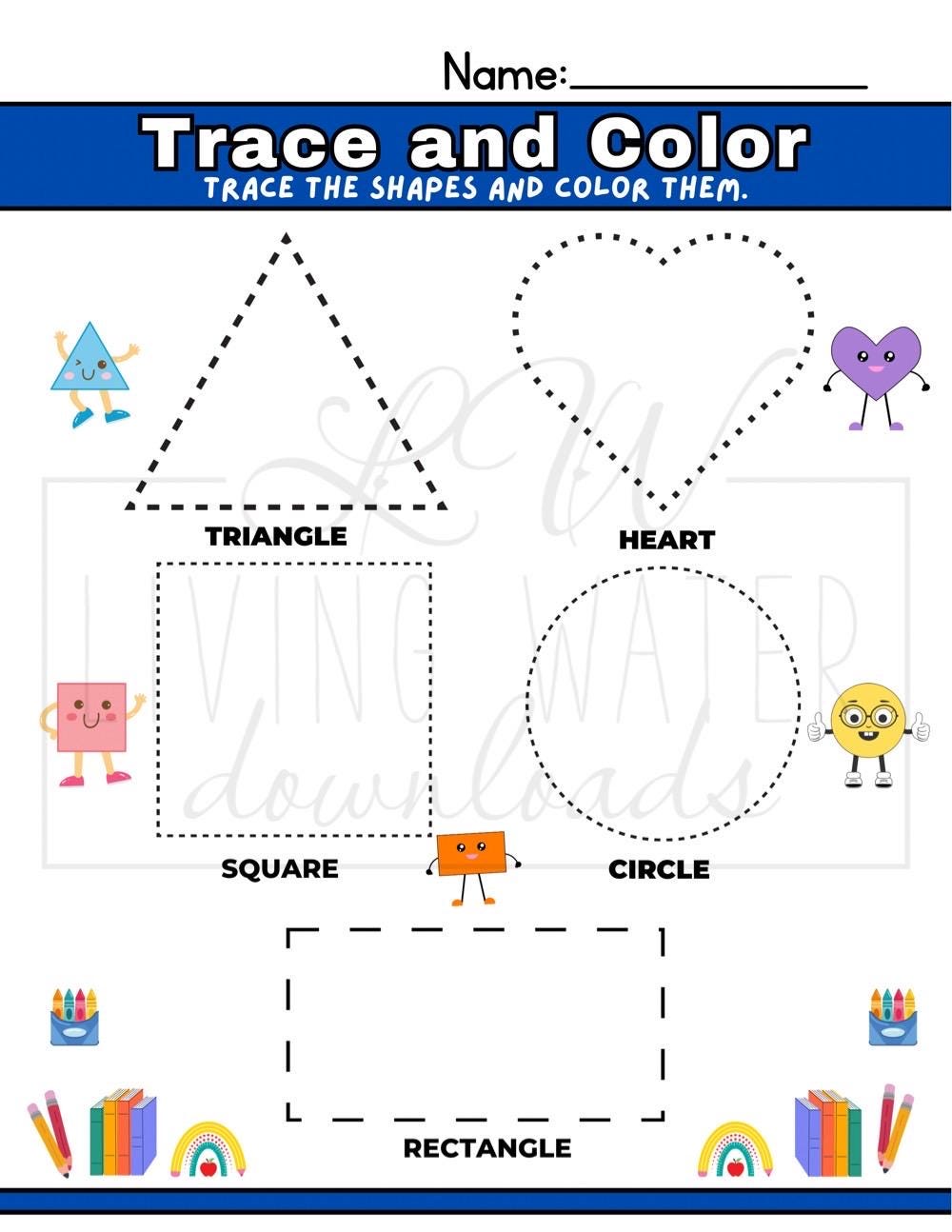 Shape Tracing Worksheet: Pre-k & Kindergarten Printable (PDF Download ...
