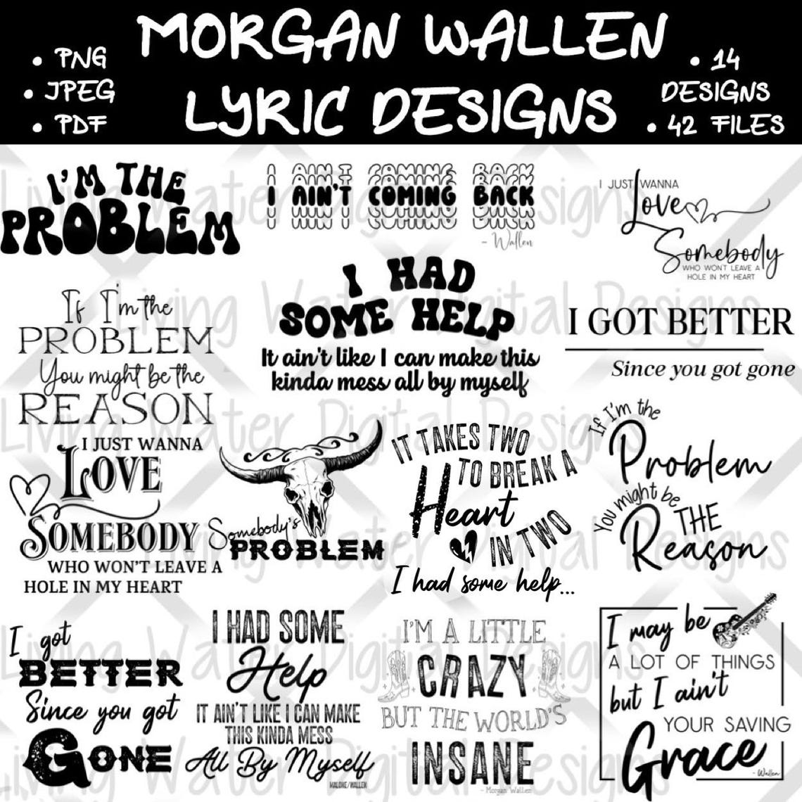 Morgan Wallen Lyric SVG Bundle | Country Music Quote Designs | 14 ...
