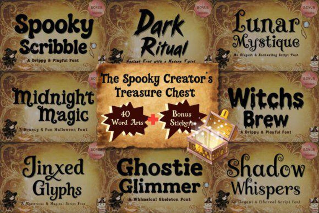 Spooky Creator Treasure Chest Bundle Font 2026 - Etsy