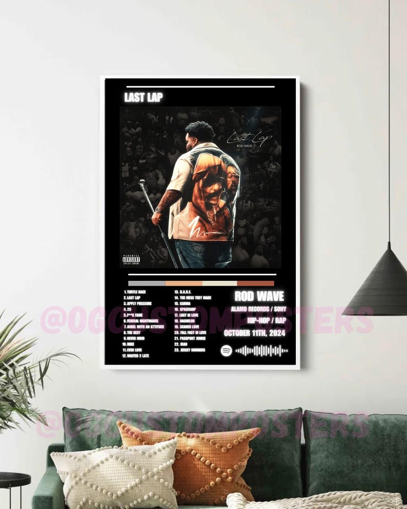 Rod Wave Set of 2 Digital Poster - Last Lap - Rap Tracklist Poster ...