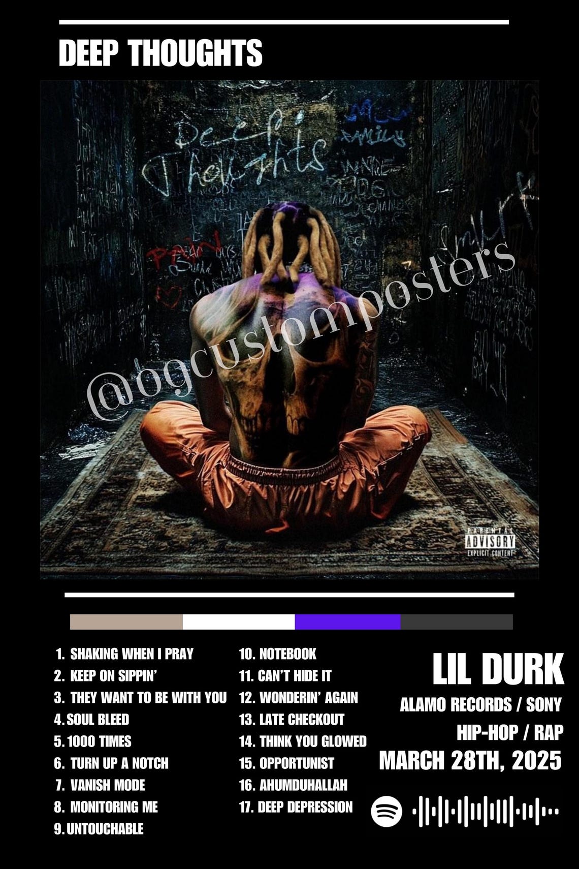 Lil Durk Digital Album Poster - Deep Thoughts Poster - Hip Hop Album ...