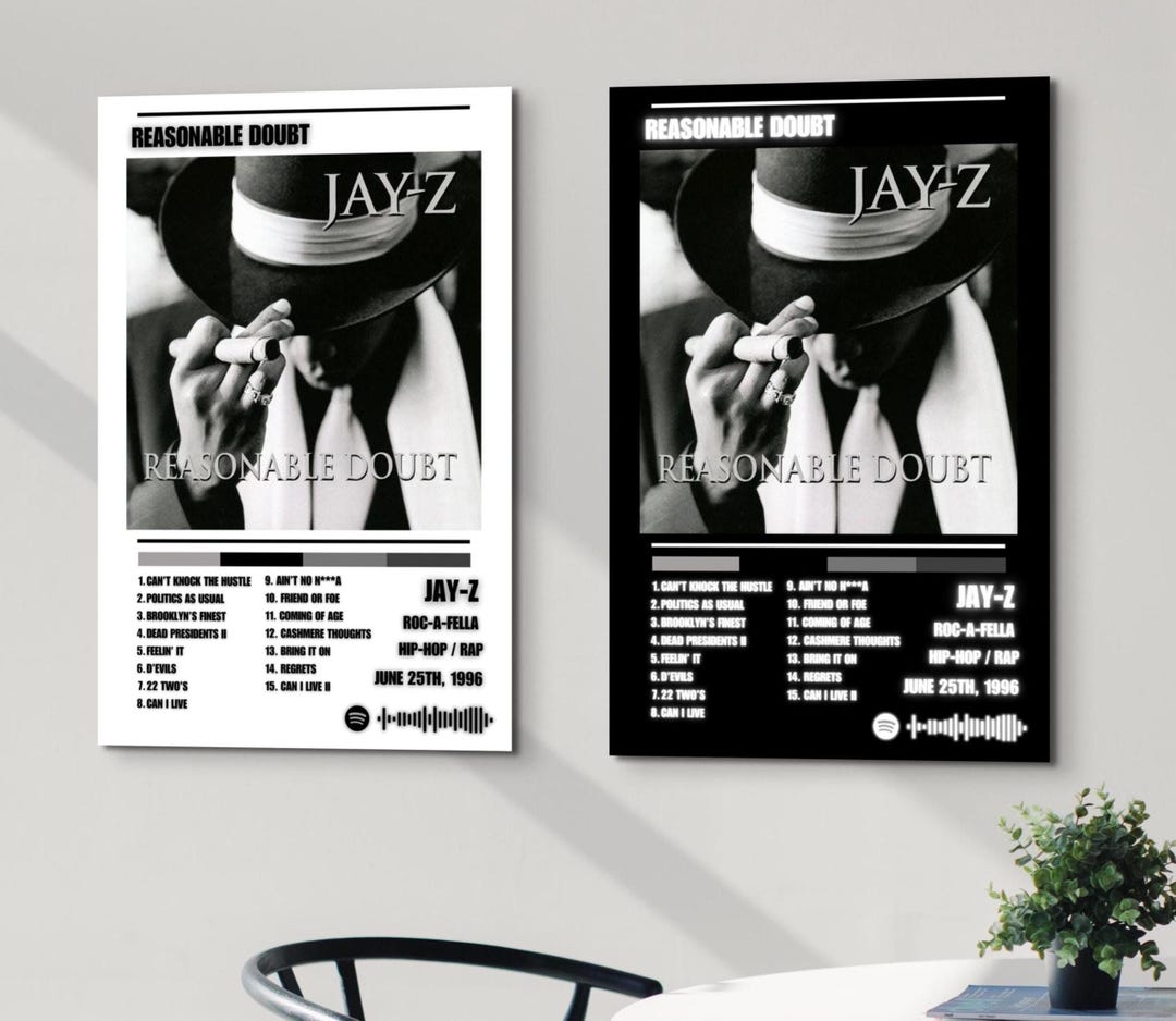 Jay-z Digital Poster Set - Reasonable Doubt - Hip Hop Album Tracklist ...