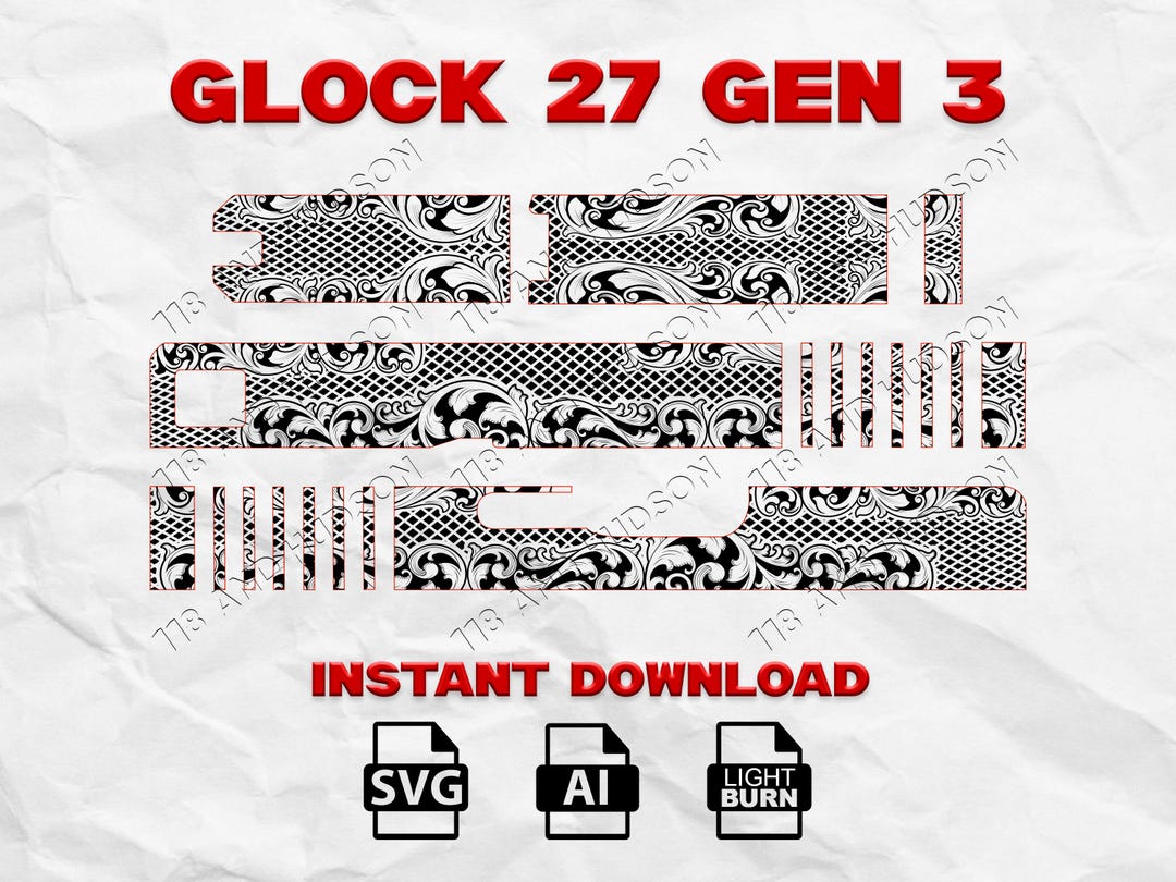 Glock 26 & 27 Gen 3 Slide Scroll Vector Graphics - Etsy