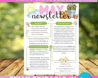 May Newsletter Template | May Daycare Newsletter Canva Template ...