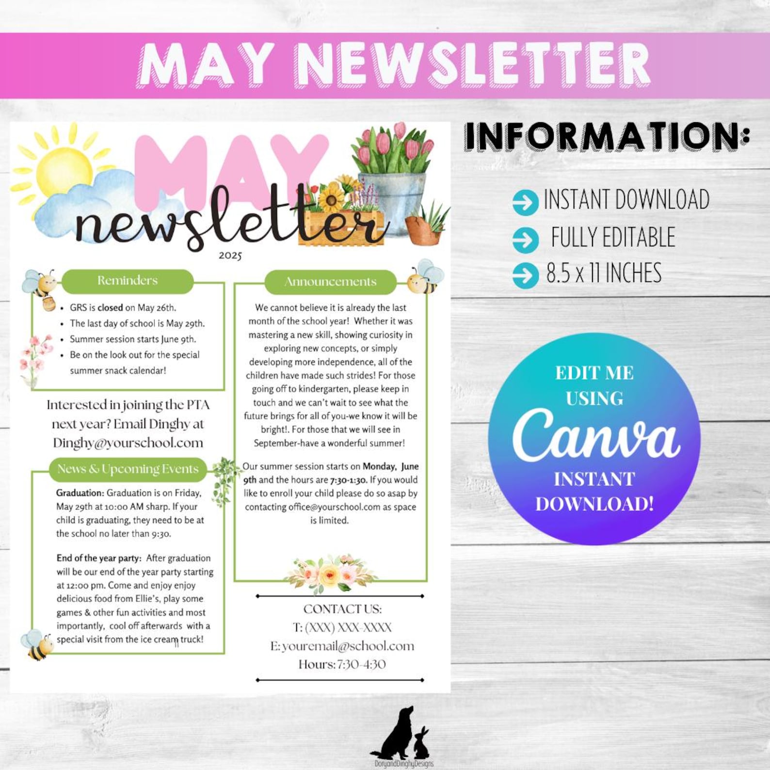 May Editable Template: PTO, PTA, Newsletter, Flyer, School Handout - Etsy