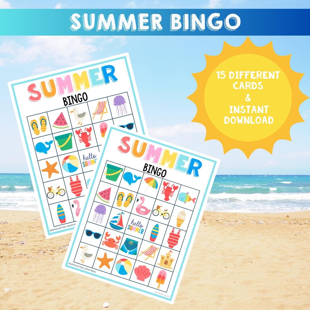 Summer Bingo Printable Game: Fun Kids Activity (digital Download) - Etsy