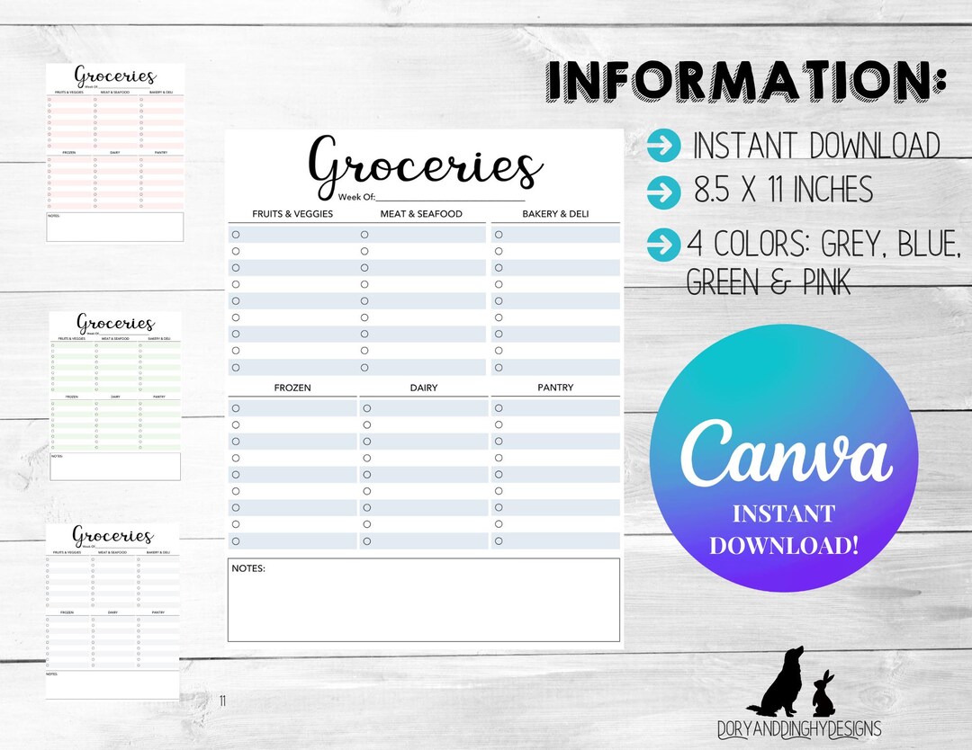 Circle Checklist Grocery List: Organization, Shopping - Etsy