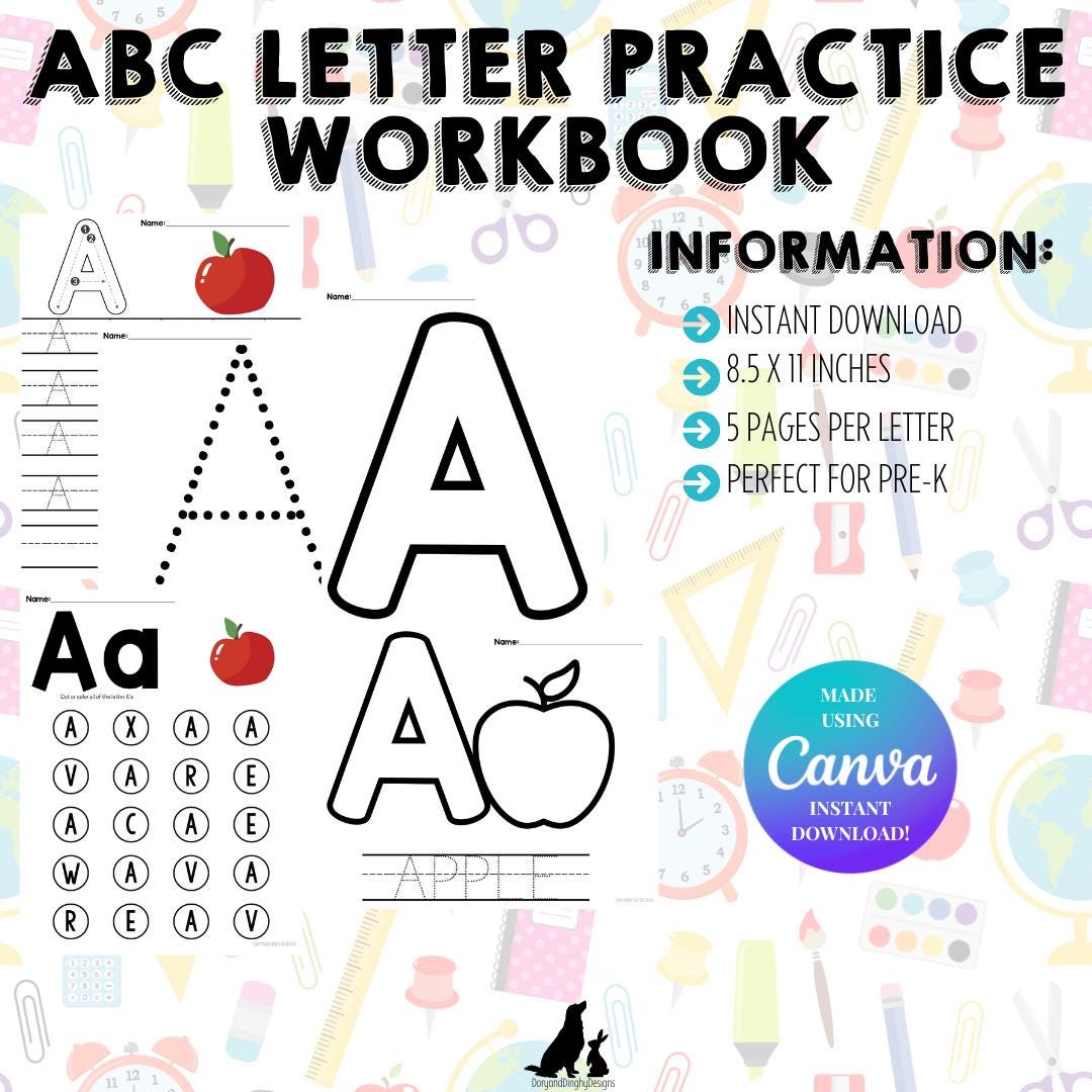 ABC Letter Book for Pre-k – Tracing, Coloring, Dotter, Sticker & Fine ...
