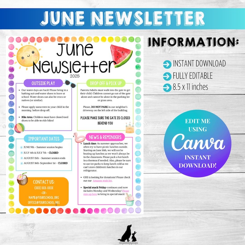 June Editable Template: PTO, PTA, Newsletter, Flyer, School Handout ...