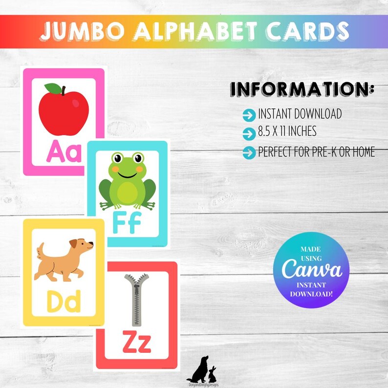 Jumbo Alphabet Flashcards: ABC Printable for Preschool & Kindergarten ...