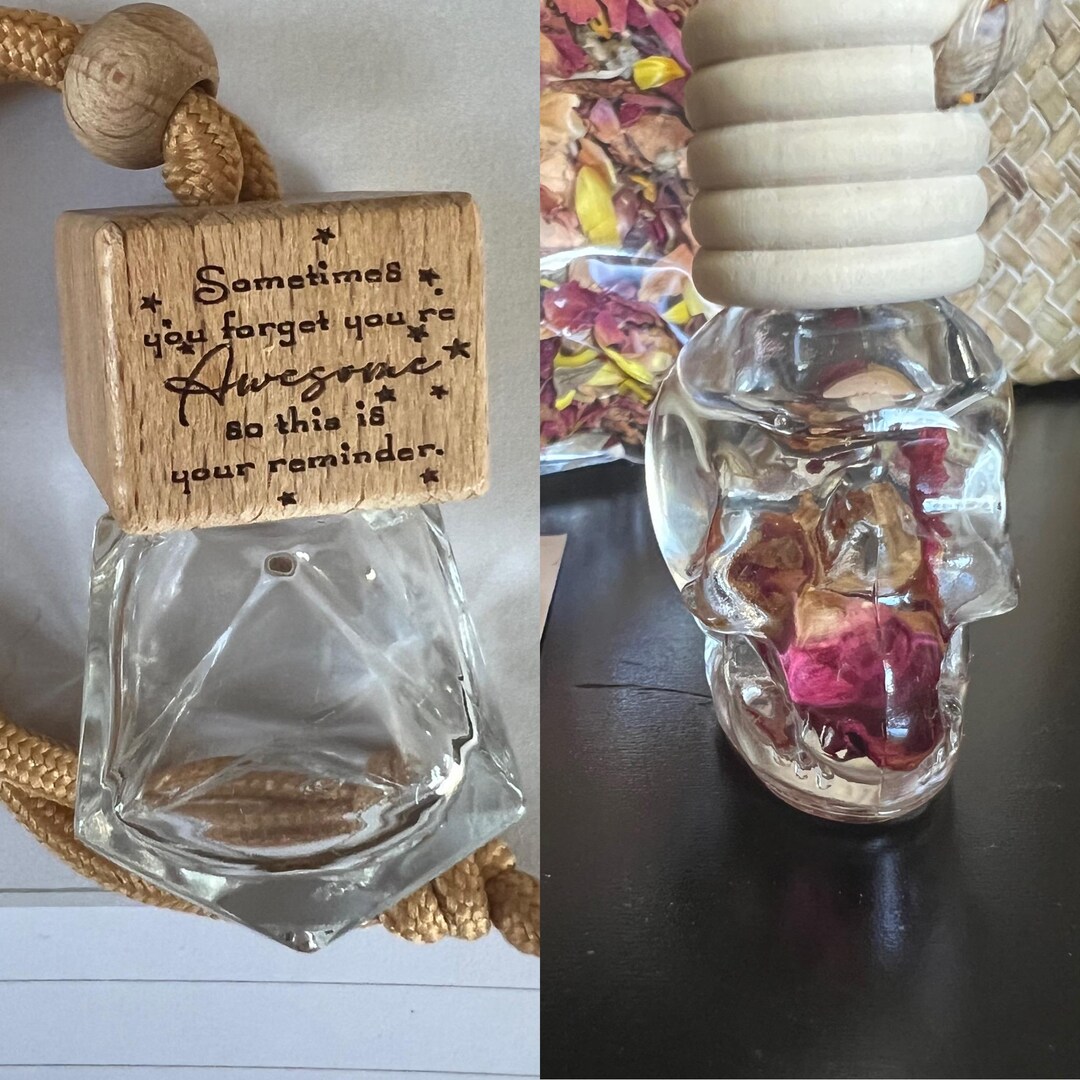 Car Scent Diffusers - Inspirational or Skull - Glass Bottles - Custom ...