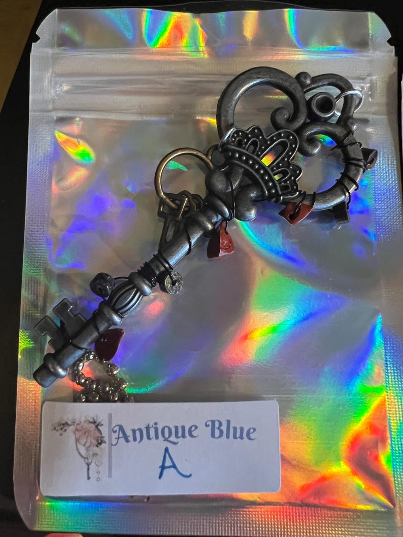 Wire Wrapped Skeleton Key Necklace With Natural Crystals and Charms ...