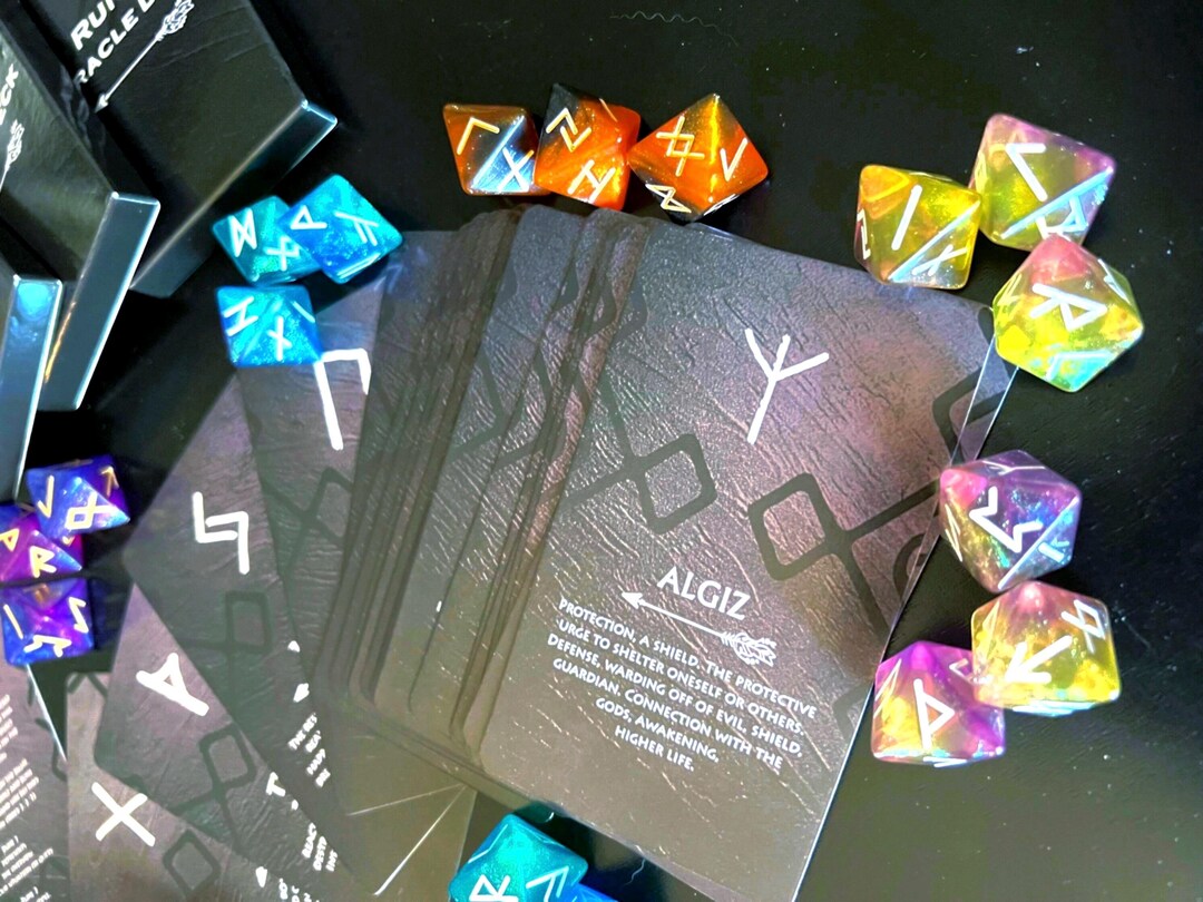 Rune Dice Set With Rune Oracle Card Deck | Norse Divination Set | Elder ...