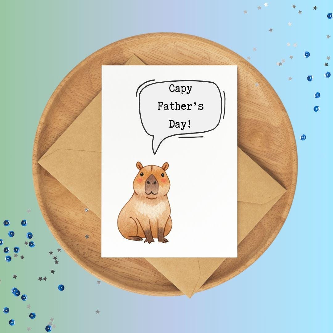 Capy Father's Day Card, Capybara Card for Dad, Happy Father's Day ...