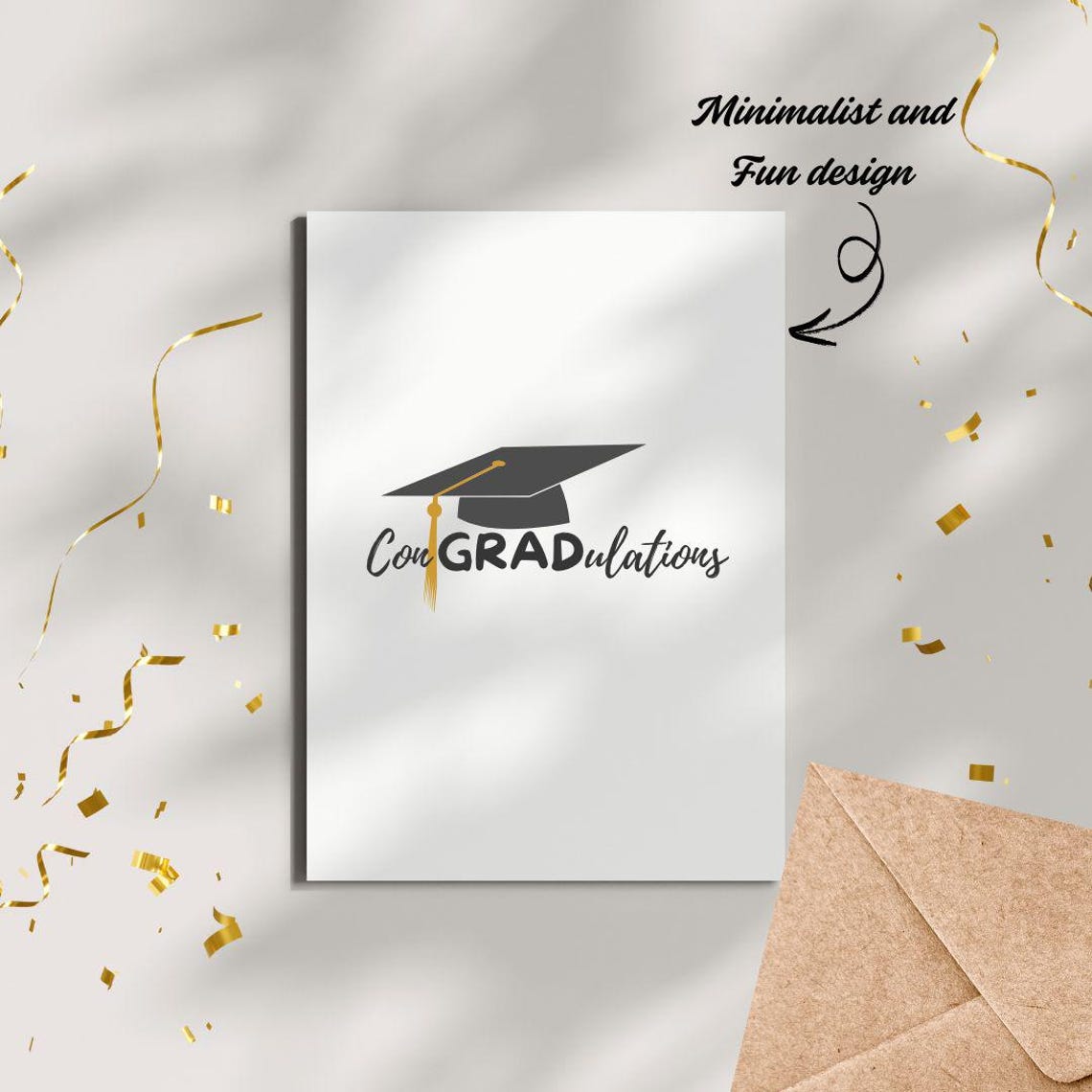 Minimalist and Fun Graduation Congratulations Card, Congradulations ...