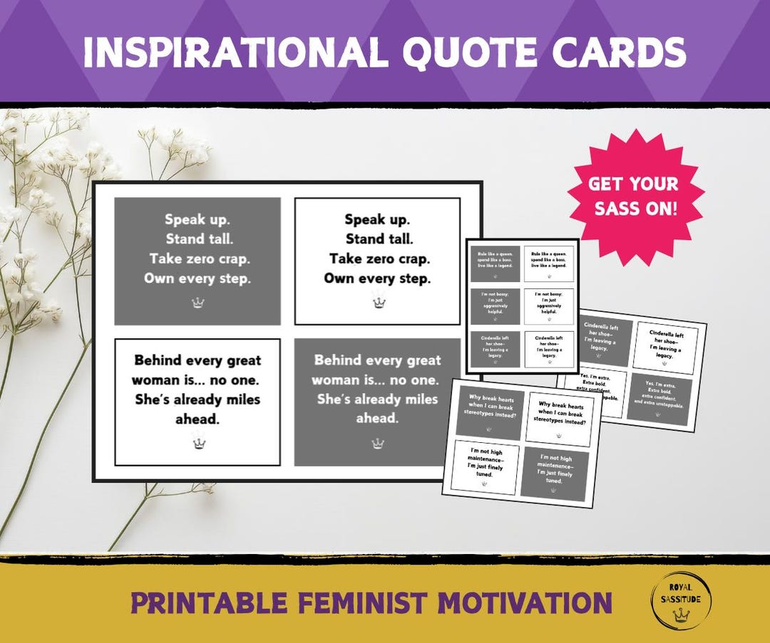 Printable Feminist Quote Cards – Empowering Daily Inspiration & Sassy ...