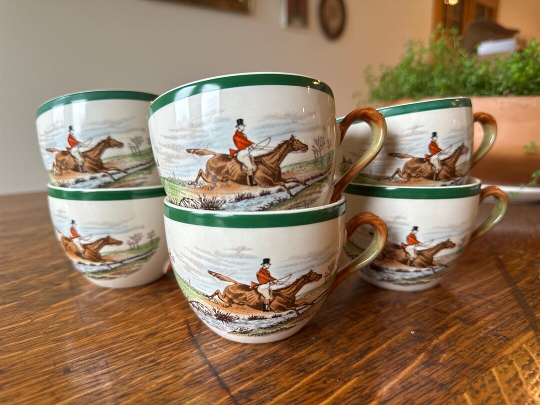 Vintage Spode Herring Hunt Tea Cups, Leaping the Brook - Set of 6. - Etsy