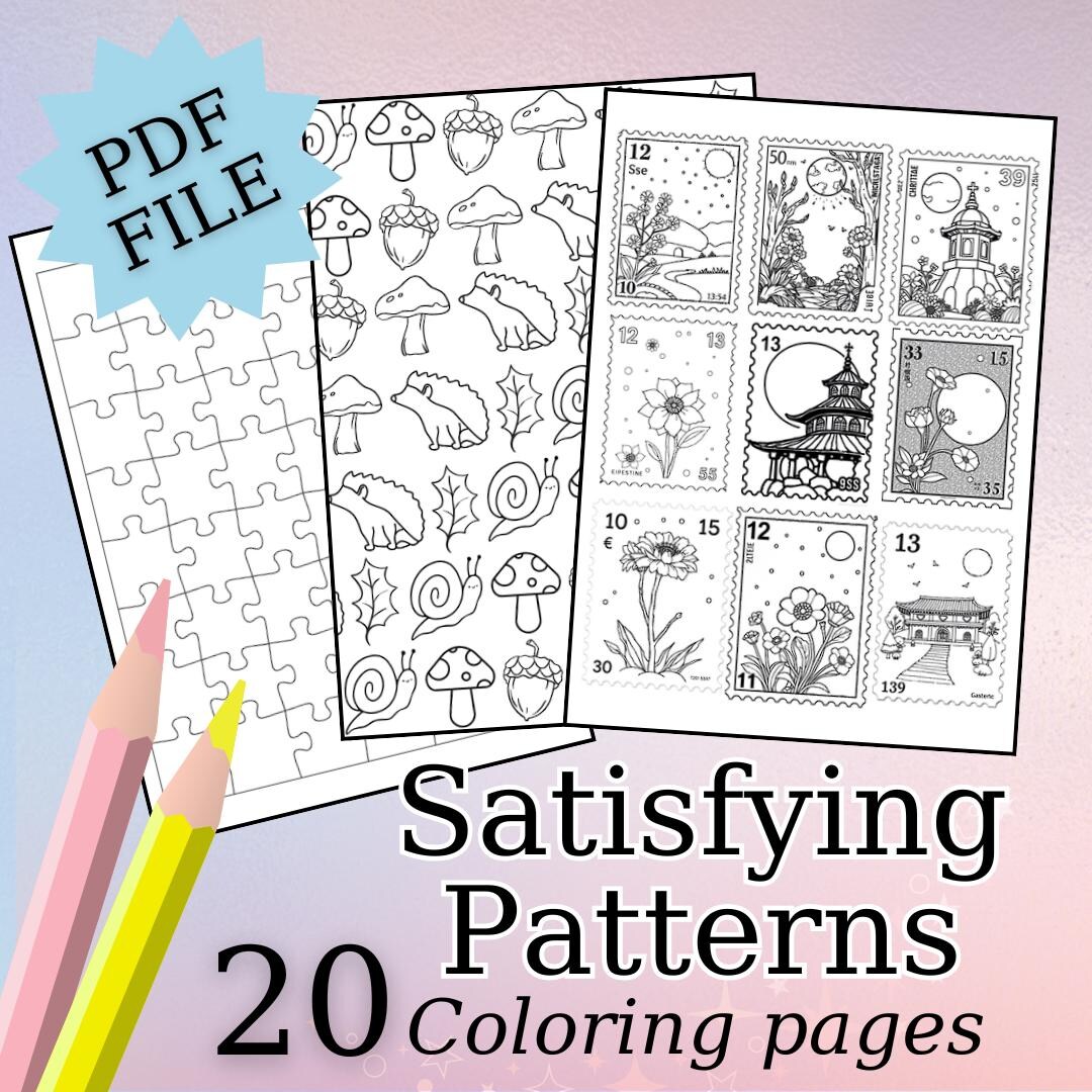 Satisfying Patterns Coloring Book – 20 Printable PDF Pages for ...