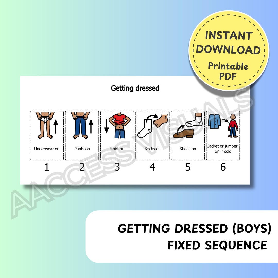 Boys Getting Dressed Sequence - AAC Symbols Boardmaker Picture ...