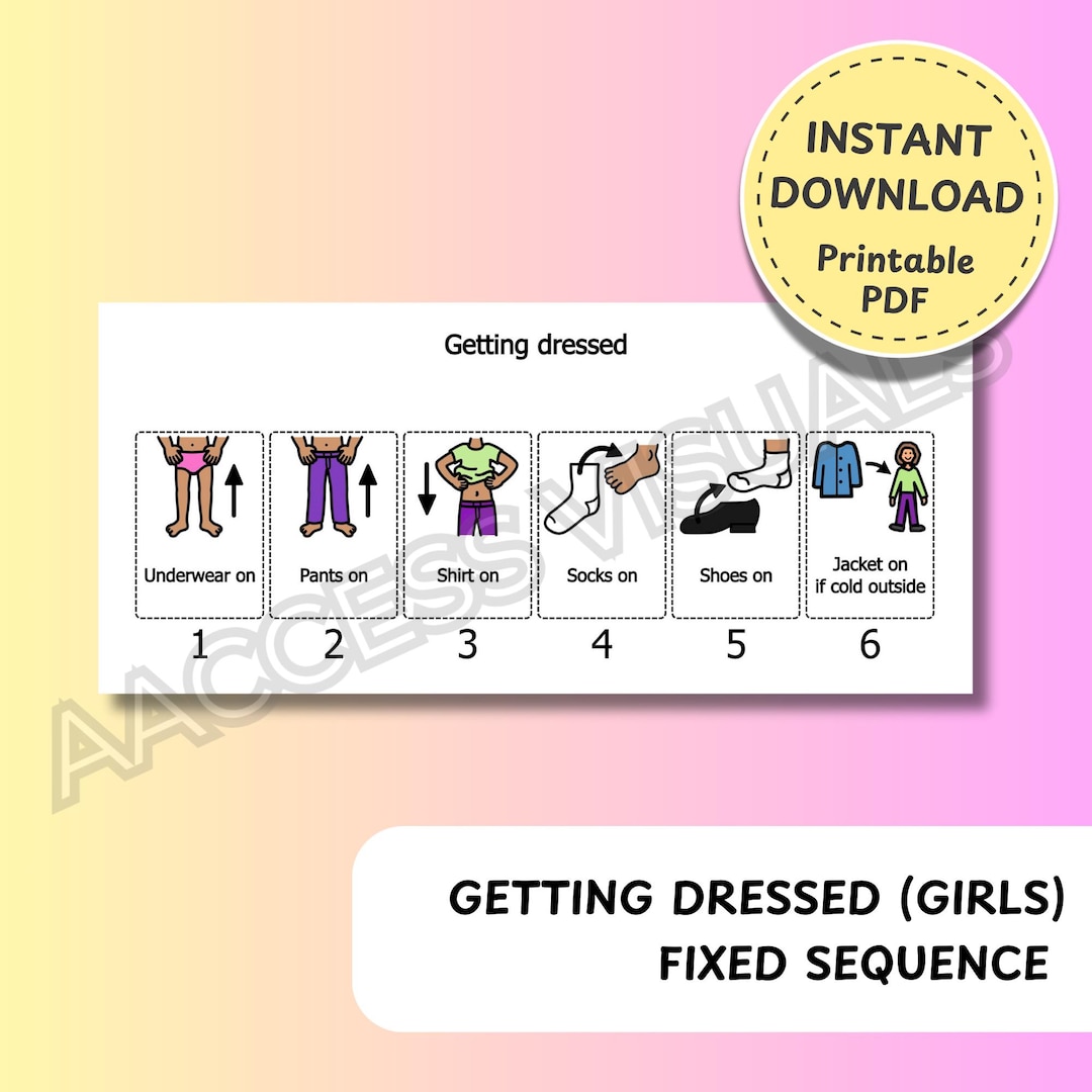 Girls Getting Dressed Sequence - AAC Symbols Boardmaker Picture ...