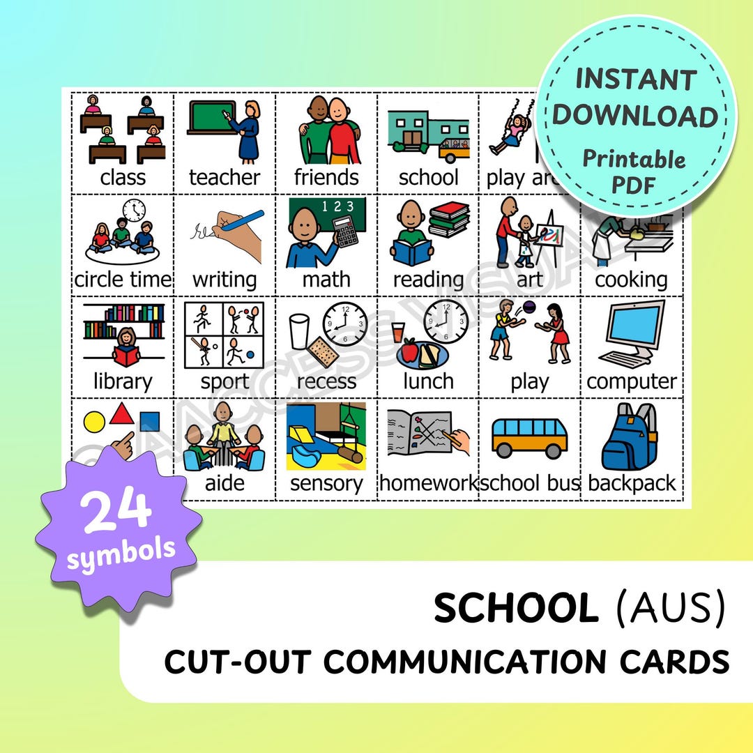 School (aus) - 24 Cut-out PCS Symbols - AAC Boardmaker Digital Download ...
