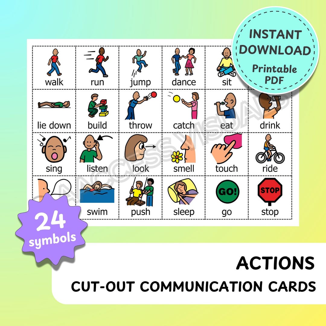 Actions - 24 Cut-out PCS Symbols - AAC Boardmaker Digital Download ...