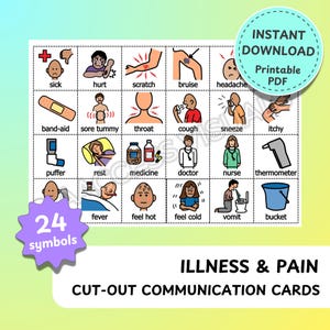 Illness & Pain - 24 Cut-out PCS Symbols AAC Boardmaker Digital Download ...