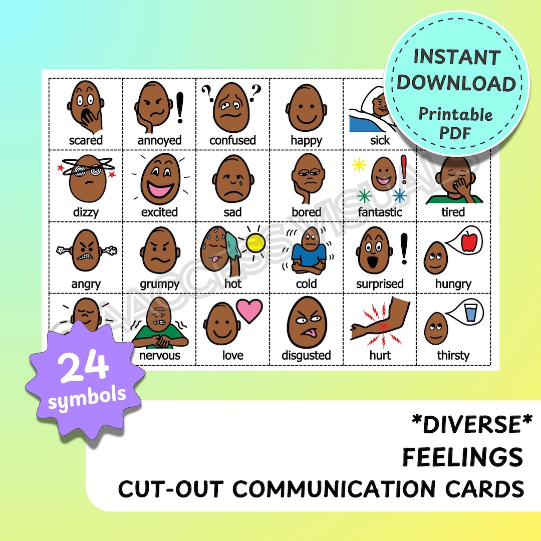 Feelings (diverse) - 24 Cut-out PCS Symbols - AAC Boardmaker Digital ...