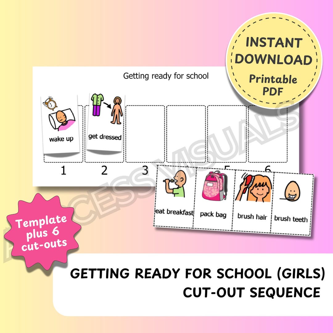 Girls Getting Ready for School Sequence - AAC Symbols Boardmaker ...