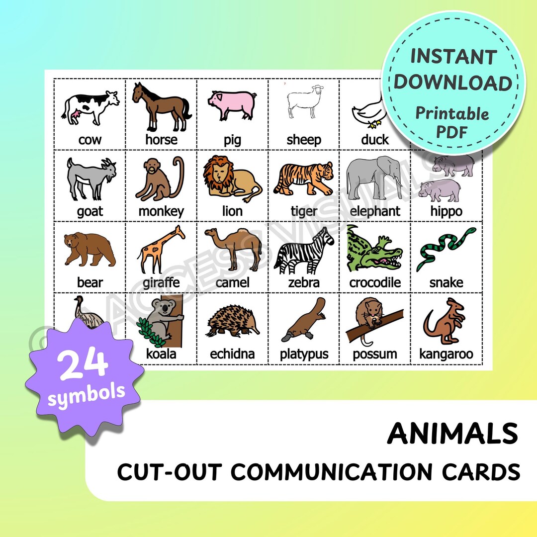 Animals - 24 Cut-out PCS Symbols - AAC Boardmaker Digital Download ...