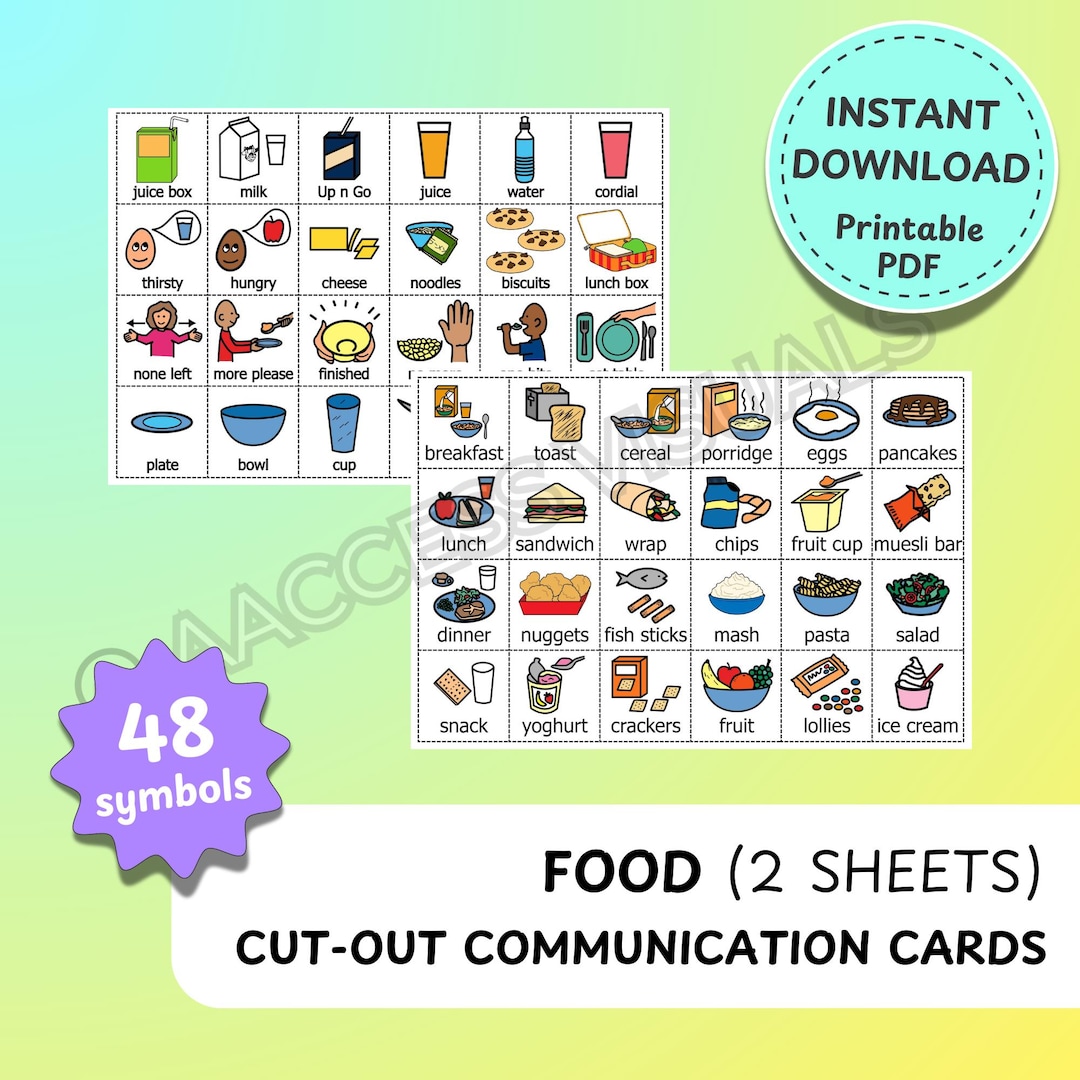 Food - 48 Cut-out PCS Symbols - AAC Boardmaker Digital Download Picture ...