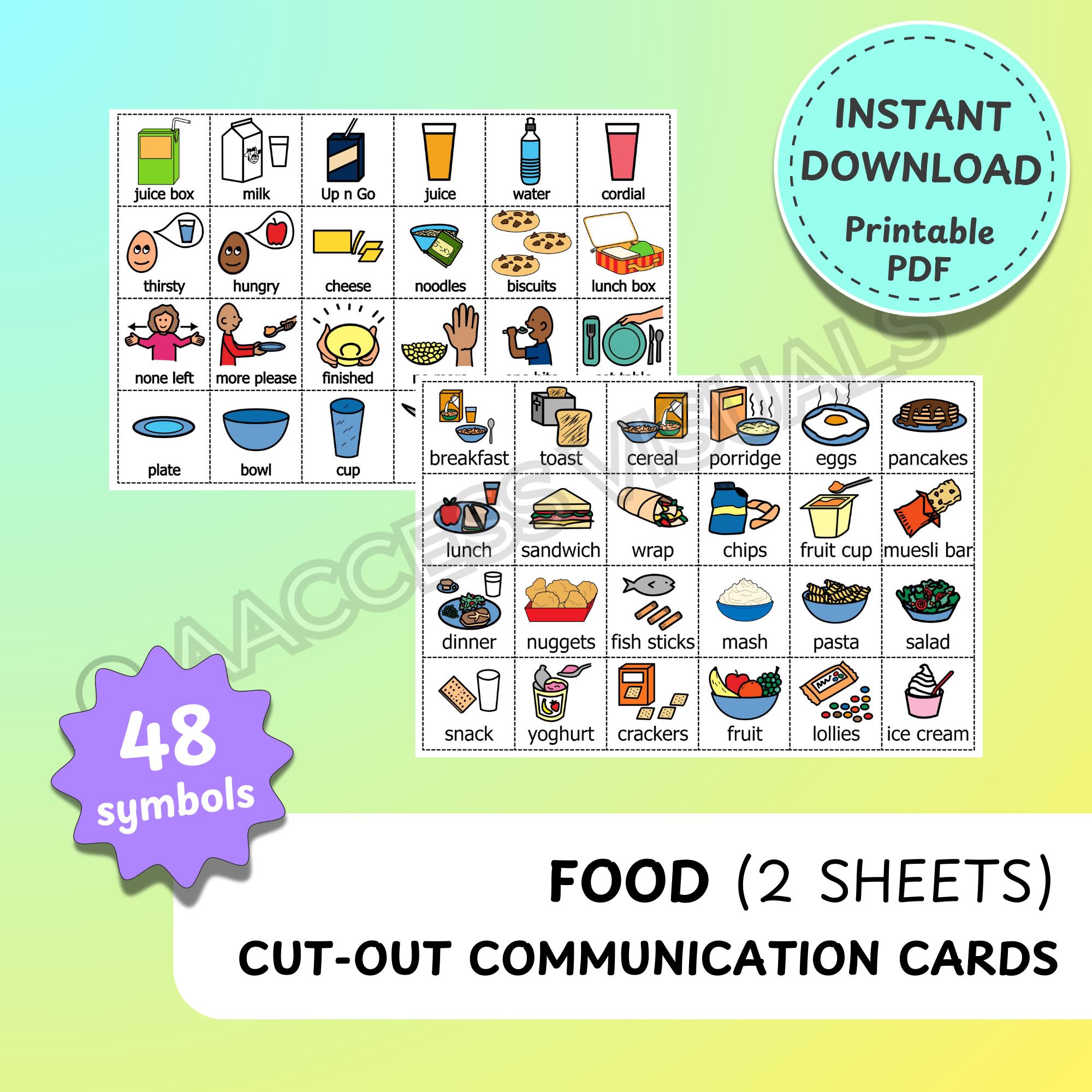 Food - 48 Cut-out PCS Symbols - AAC Boardmaker Digital Download Picture ...