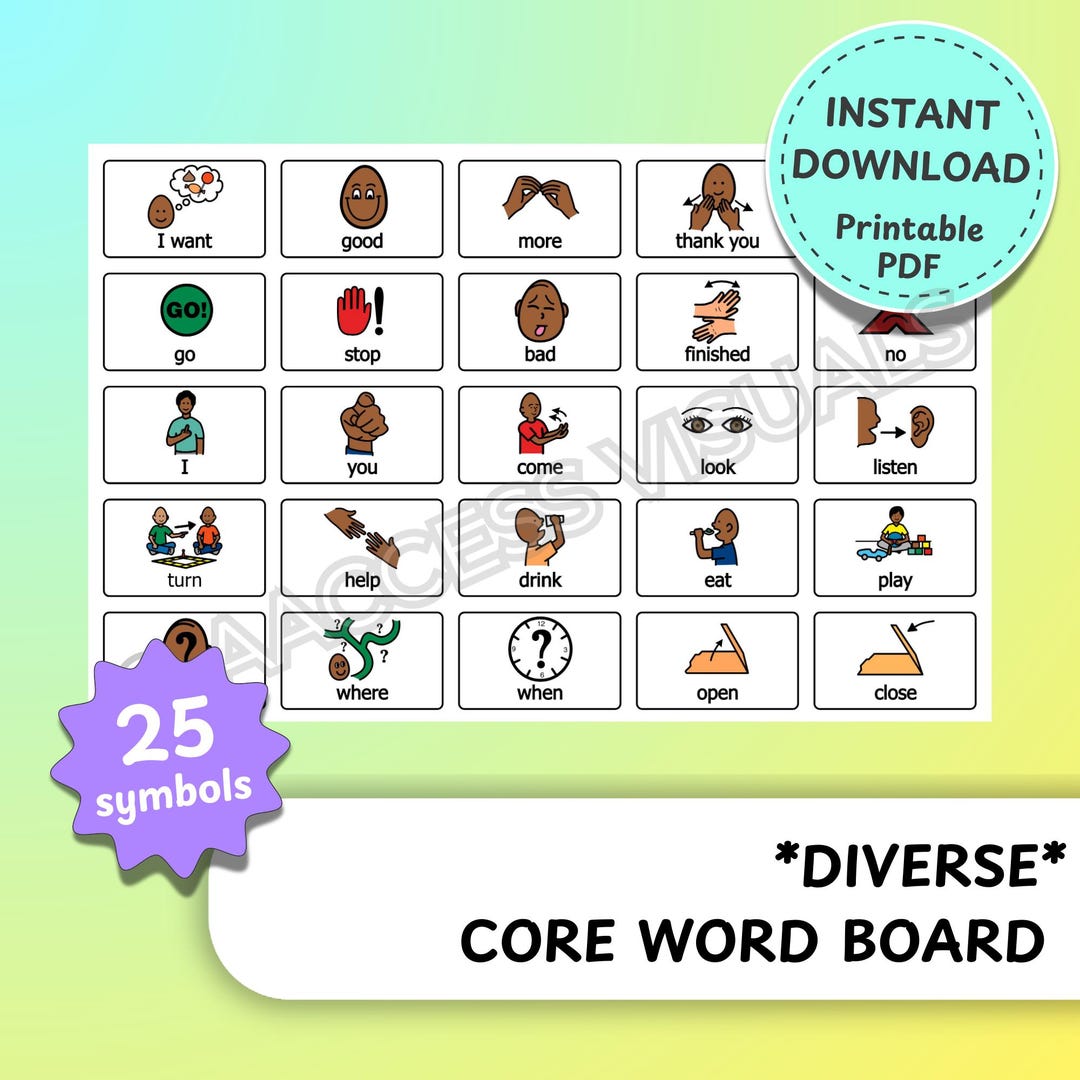 Core Words Diverse Boardmaker Digital Download - PDF Autism Non Verbal ...