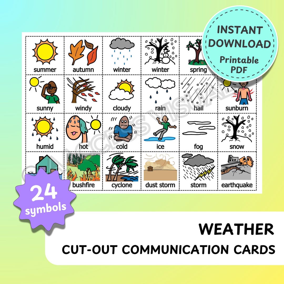 Weather (aus) - 24 Cut-out PCS Symbols - AAC Boardmaker Digital ...