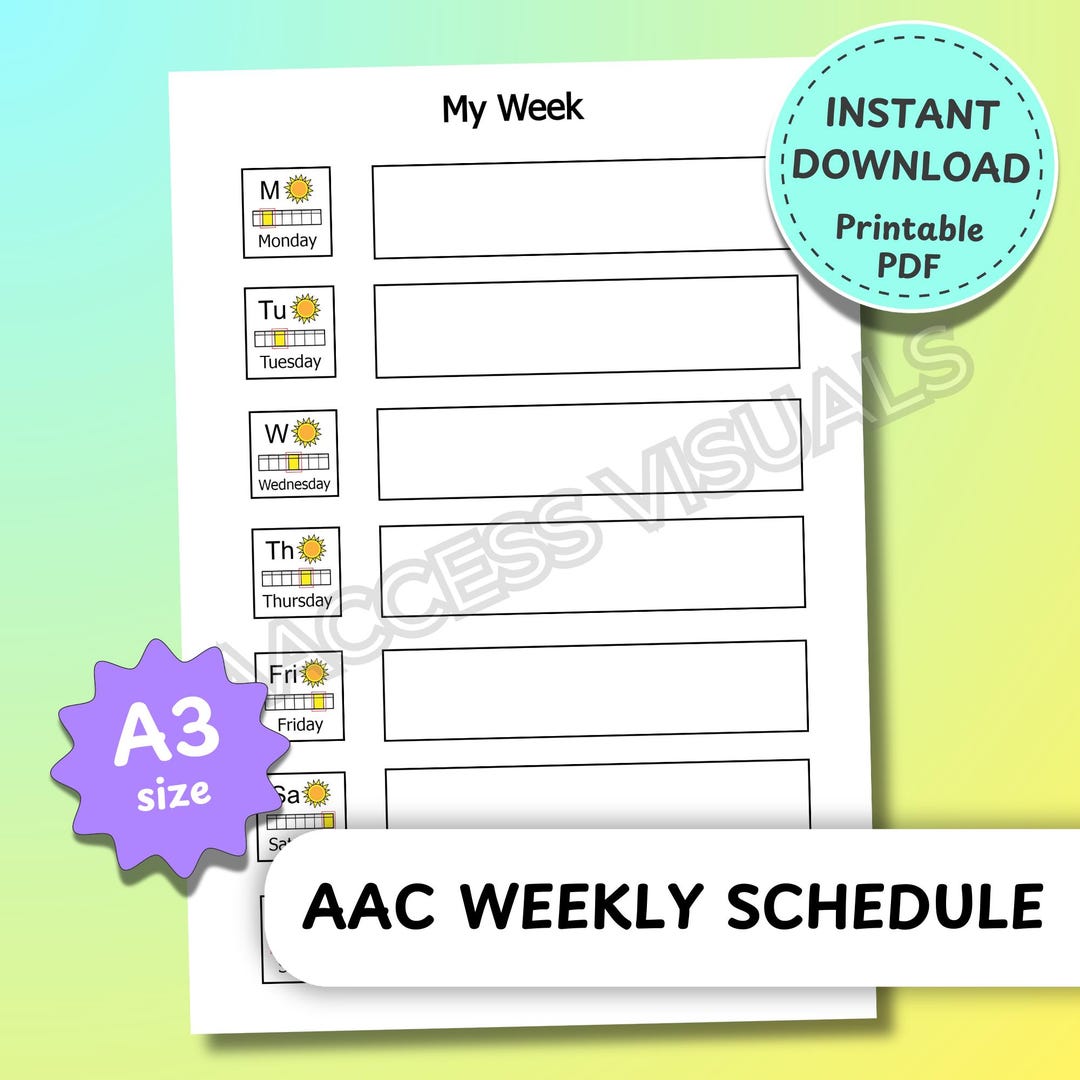 A3 Weekly Schedule - AAC Boardmaker PCS Digital Download Picture ...