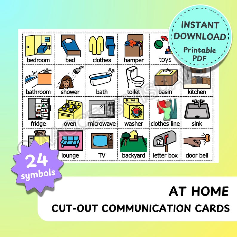 At Home - 24 Cut-out PCS Symbols - AAC Boardmaker Digital Download ...