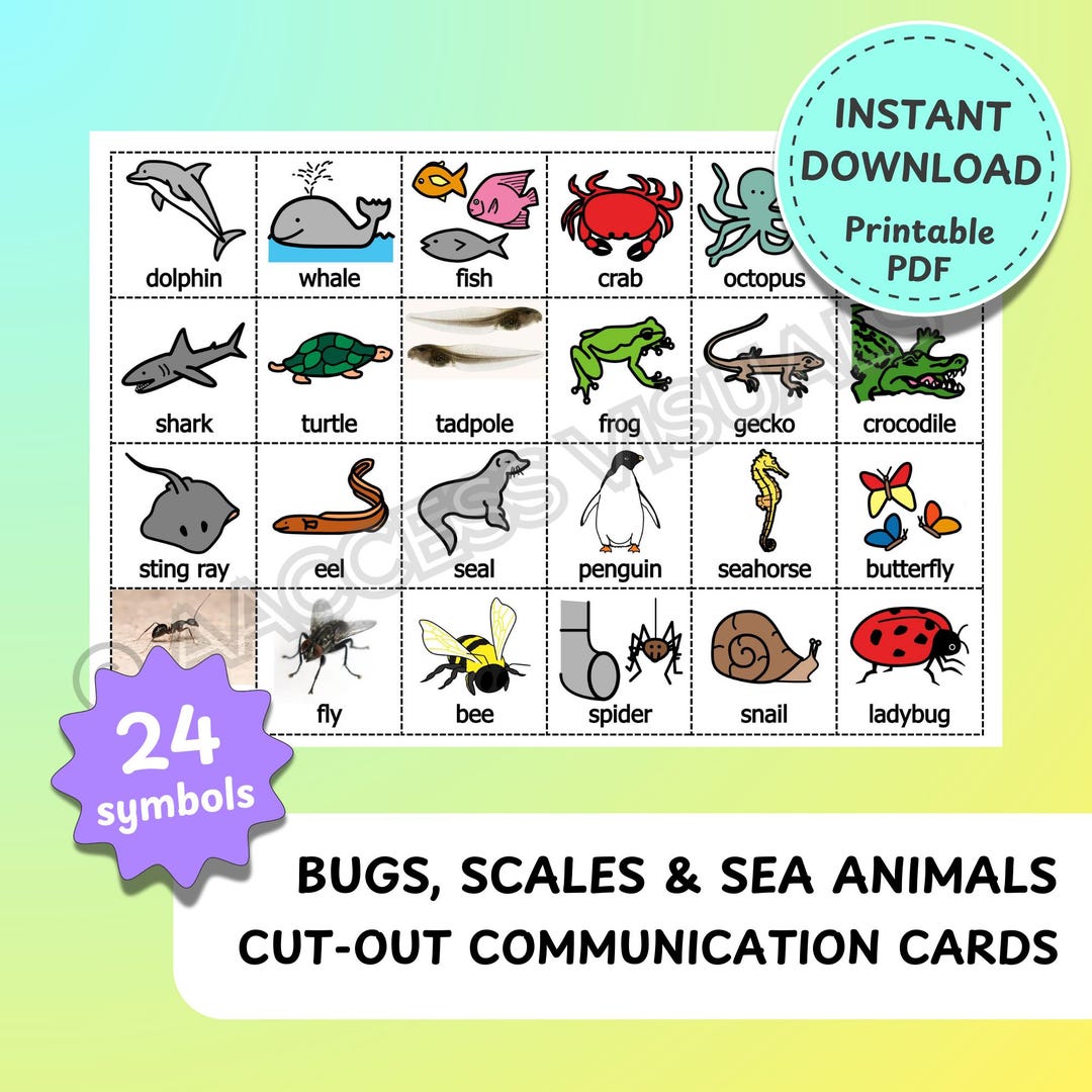 Bugs, Scales & Sea Animals - 24 Cut-out PCS Symbols - AAC Boardmaker ...