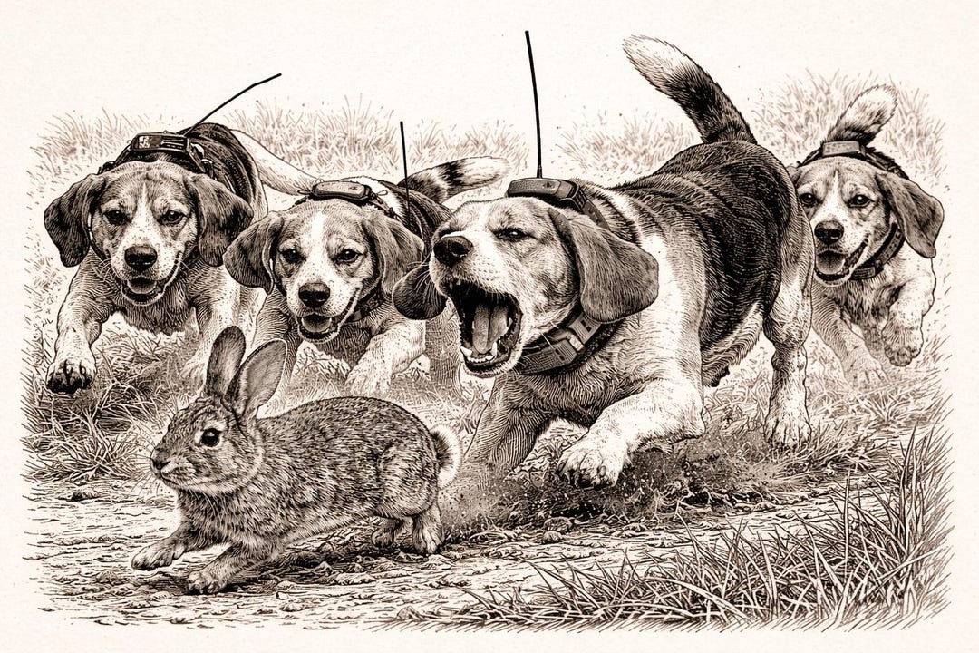 Pack of Beagles Chasing Down the Elusive Cottontail SVG PNG - Etsy