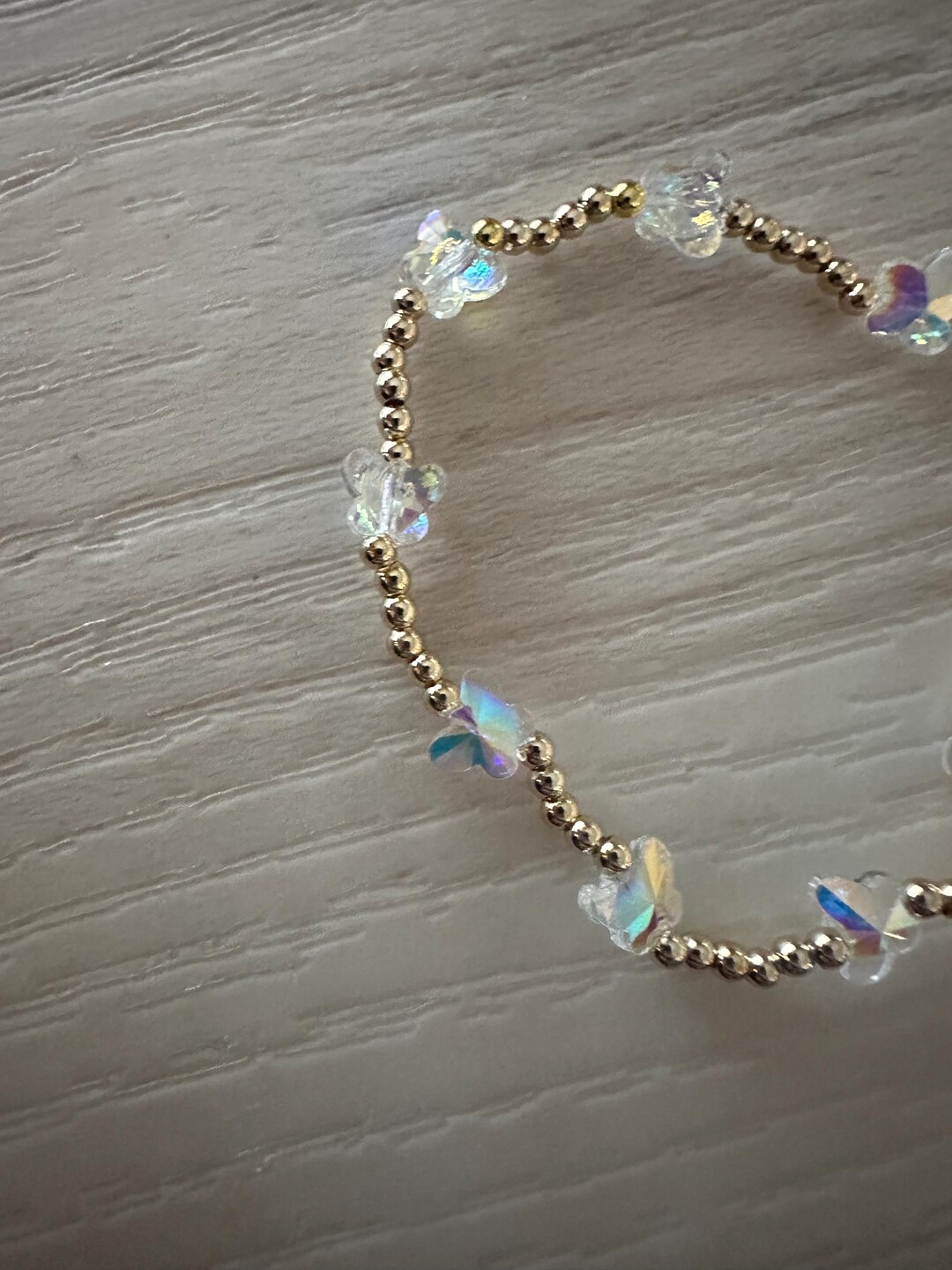 Gold Butterfly Bracelet, Iridescent Crystal Butterfly Bracelet, Dainty ...