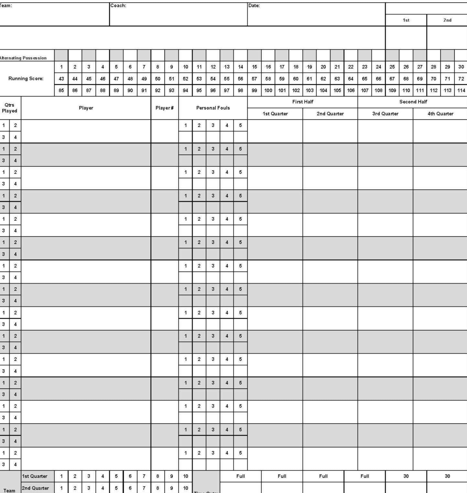 Digital Basketball Scorecard (home and Away) - Etsy