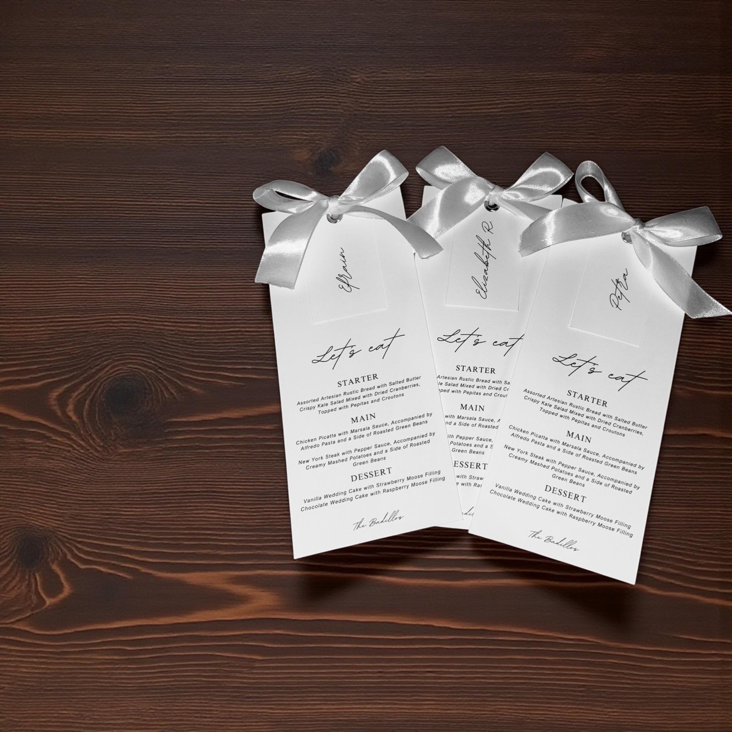 Custom Wedding Menu & Name Cards Set | Elegant Wedding Table Stationery ...
