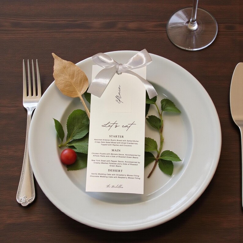 Custom Wedding Menu & Name Cards Set | Elegant Wedding Table Stationery ...