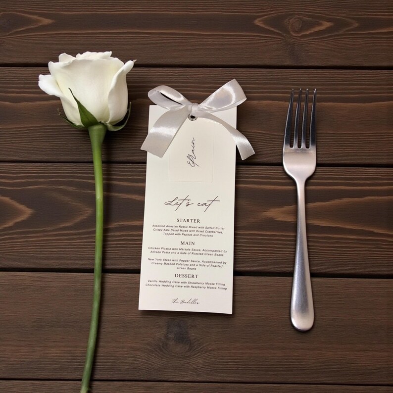 Custom Wedding Menu & Name Cards Set | Elegant Wedding Table Stationery ...