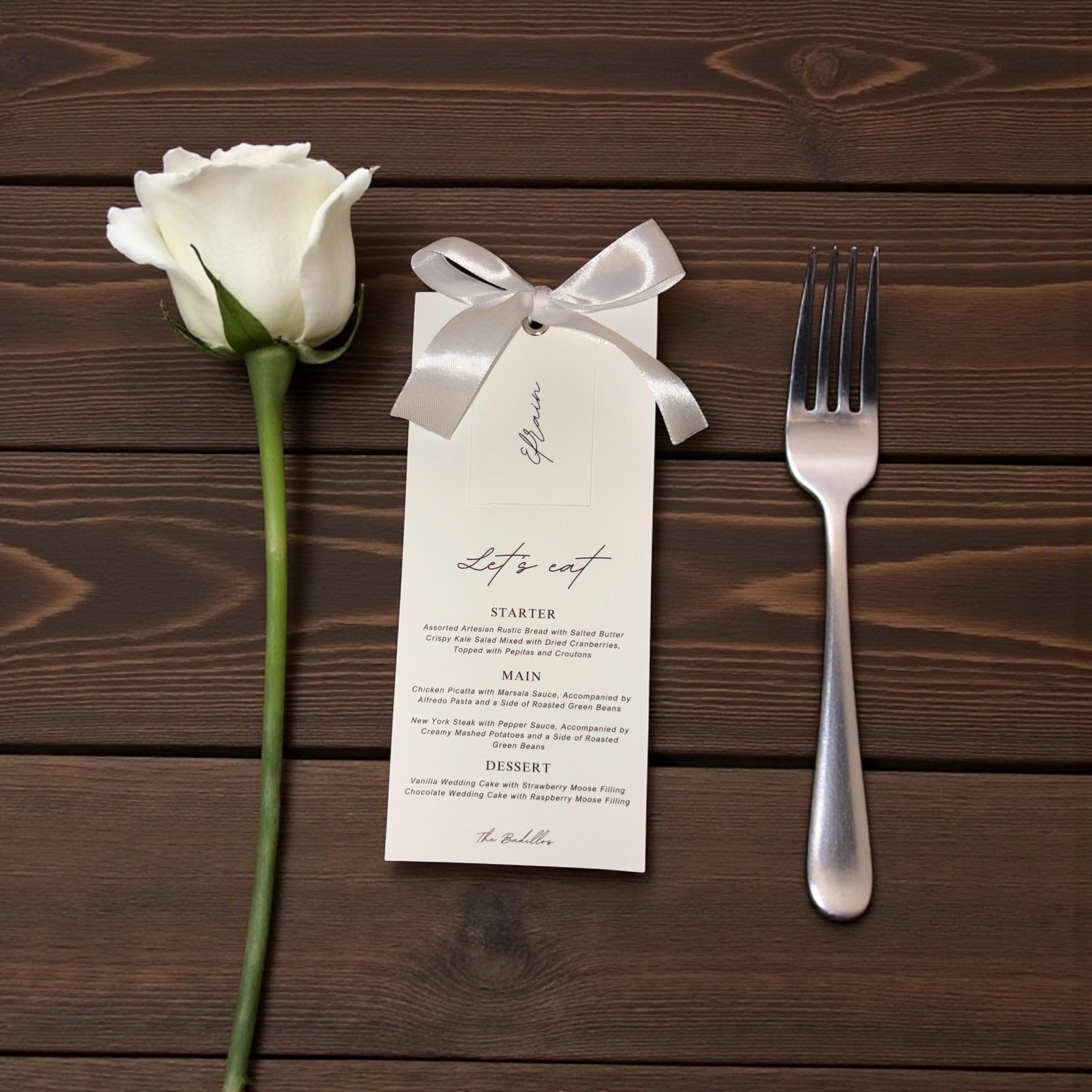 Custom Wedding Menu & Name Cards Set | Elegant Wedding Table Stationery ...