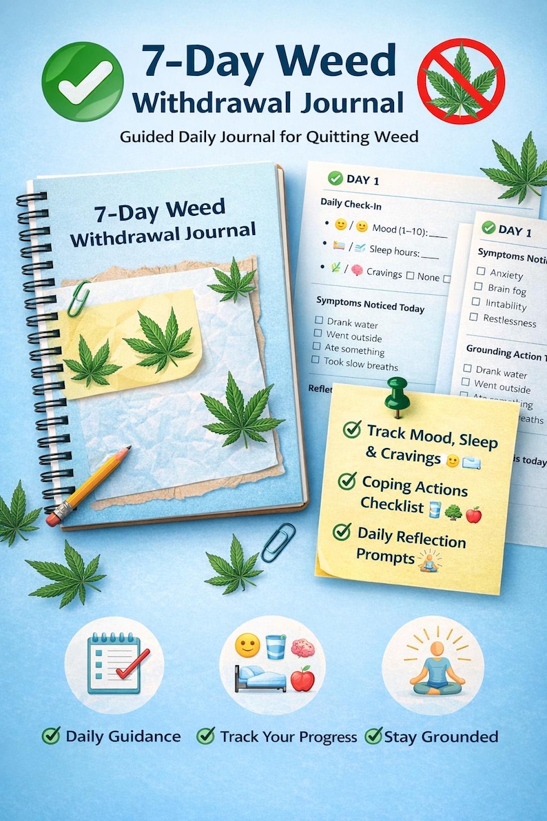 7-day Weed Withdrawal Journal | Quit Weed Tracker for Mood, Sleep ...