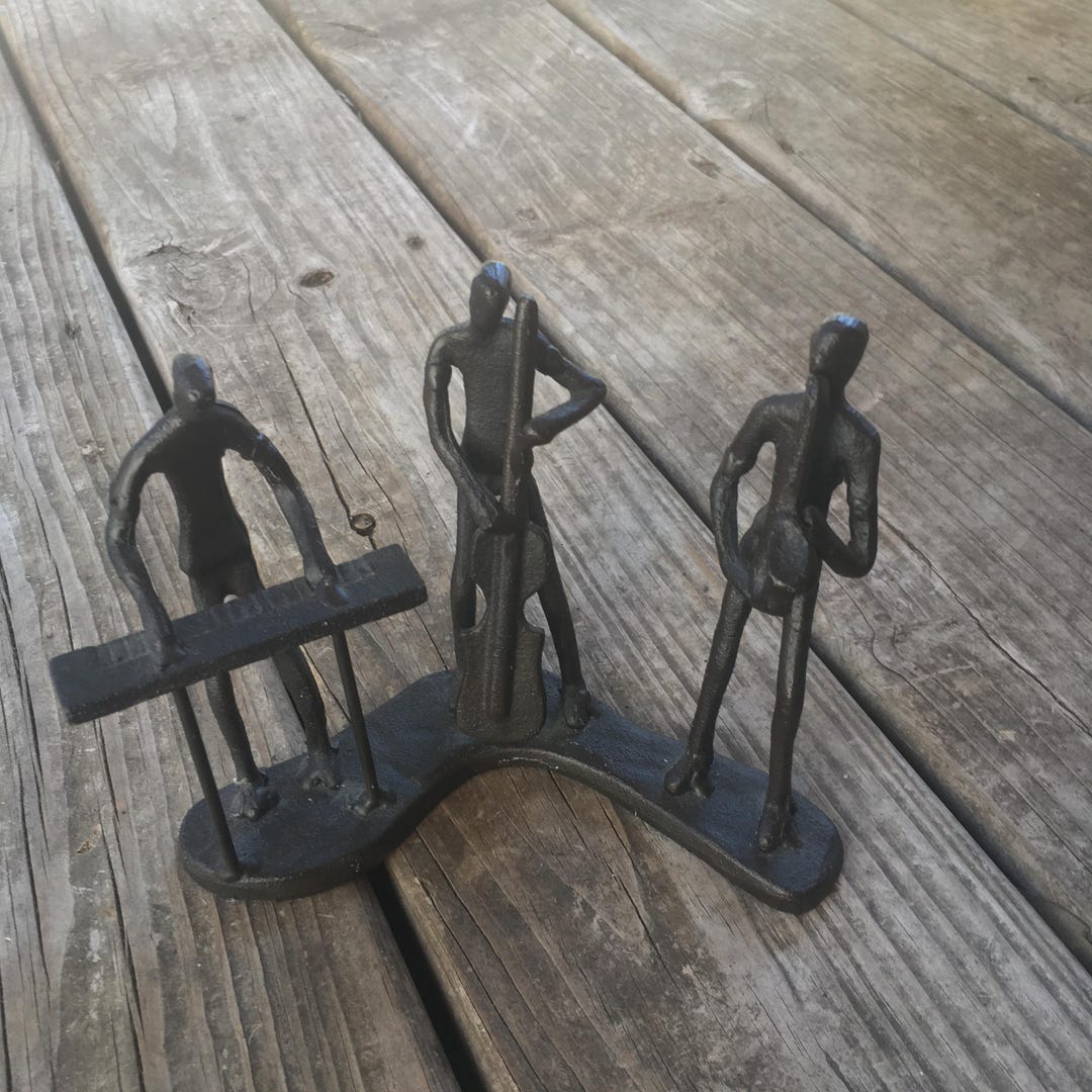 Jazz Band Musicians Brutalist Metal Figurine Sculpture, 3 Piece Band ...