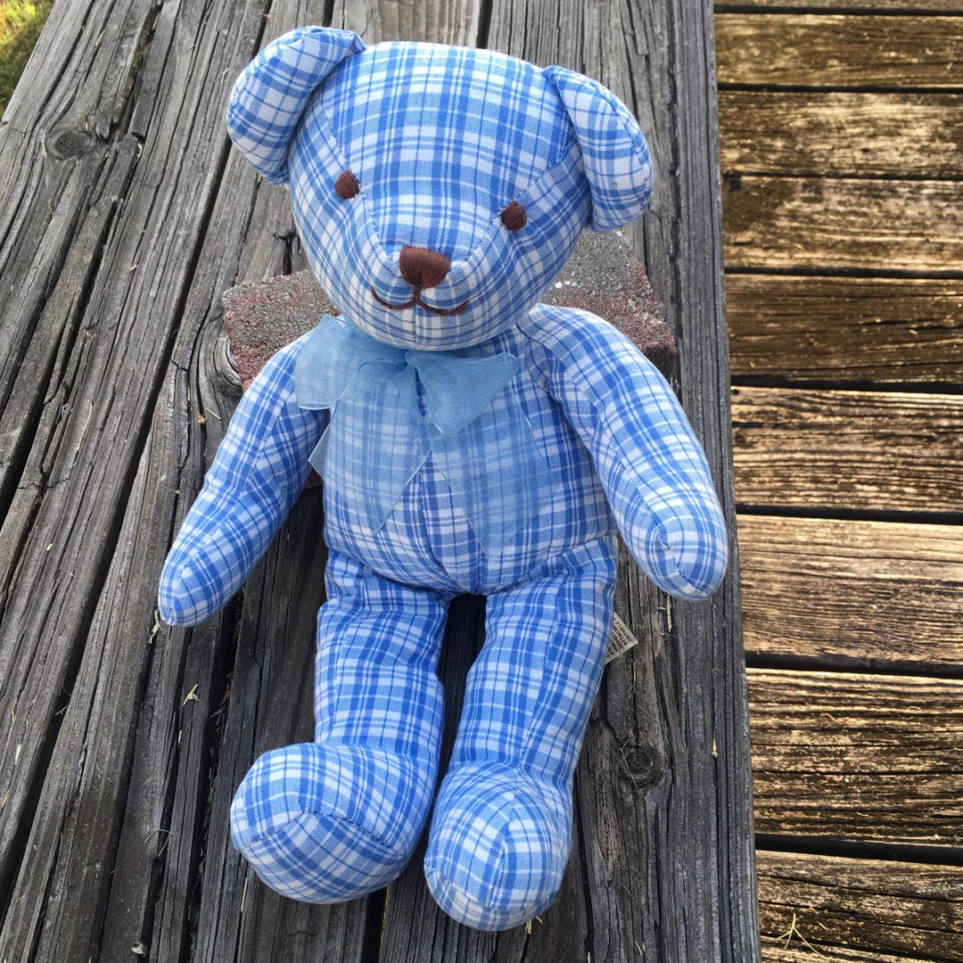 Blue and White Checkered Teddy Bear Plush Stuffed Animal by BESTEVER - Etsy